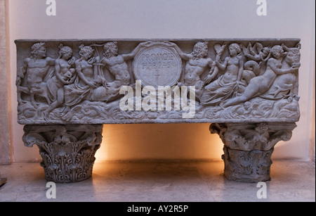 Roman sarcophagus in the museum Capitolini in Rome - Italy Stock Photo ...