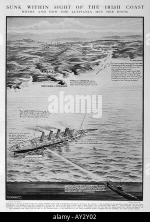 LUSITANIA SINKS 1915 Stock Photo - Alamy