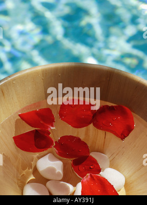 Close-up of rose petals floating in a bowl Stock Photo - Alamy