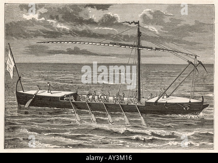 A Roman quinquireme from the period of the Punic Wars against Carthage ...