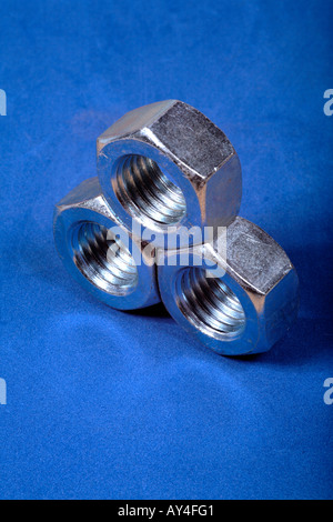 Large plated steel nuts Stock Photo - Alamy