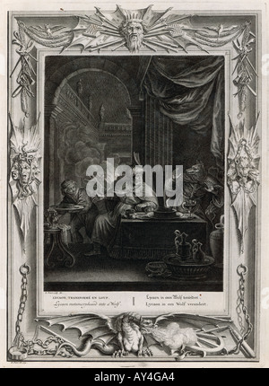 King Lycaon of Arcadia, to test Zeus's omniscience, serves him a dish ...