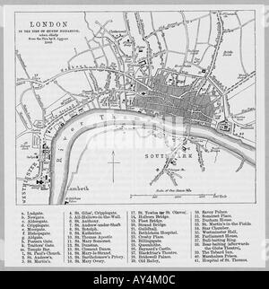 Map of London at the time of Queen Elizabeth I Stock Photo - Alamy
