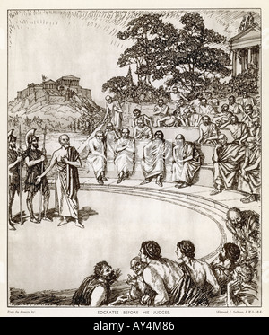 SOCRATES on trial before the Council of Athens : they find him guilty ...