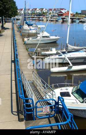 Harbor Centre Riverfront and Boardwalk in Sheboygan Wisconsin Stock ...