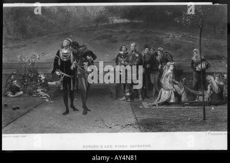 EDWARD II - with his companion, Piers Gaveston Date: 1284 - 1327 Stock ...