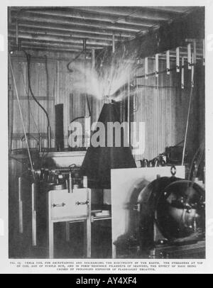 TESLA'S COIL here used to discharge electricity from the earth ; due to ...