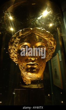 The gilt bronze head of the goddess Sulis Minerva inside Roman Baths ...