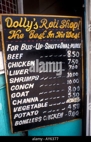 Roti stand menu Trinidad Stock Photo - Alamy