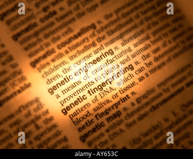 Word genetic on dictionary page, macro close-up Stock Photo - Alamy
