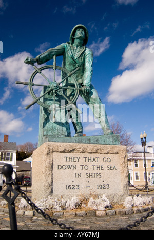 Bronze statue of a man at the wheel, Gloucester fisherman's Memorial ...