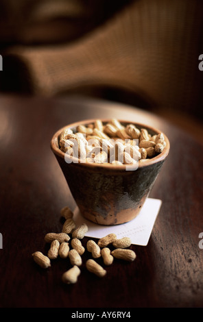 Bowl of peanuts at the Long Bar Raffles Hotel Singapore Customary to ...