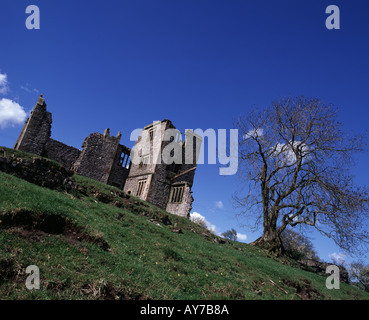 The ruins of Throwley Hall, near Ilam in the Peak District National ...