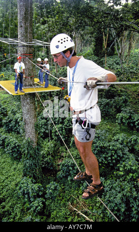 Canopy walking in Mombacho Volcano National Park Nicaragua Stock Photo ...