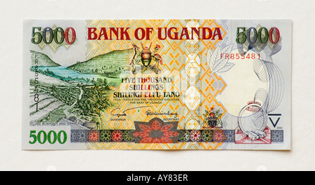 5000 Ugandan shillings bank note. Ugandan shilling is the national ...