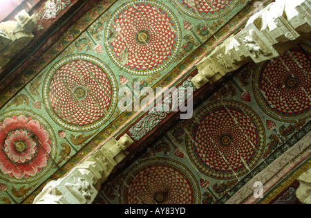 Painted Ceiling Pattern Inside Sri Meenakshi Hindu Temple in Madurai ...