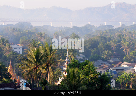 The town of Pyay seen from The Shwesandaw pagoda Pyay Myanmar Stock ...