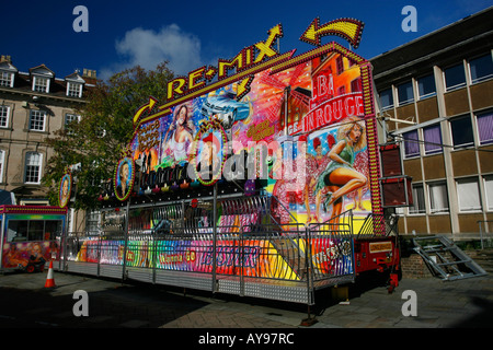 Fairground ride at the annual Mop fair in Warwick town centre ...