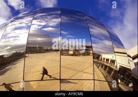 The reflective mirror sphere in Millennium Square, Bristol Stock Photo ...