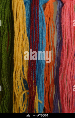 multi coloured strands of wool Stock Photo - Alamy