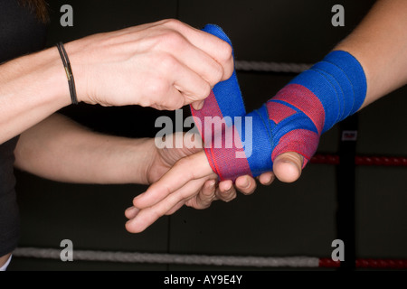 A boxers hands taped up Stock Photo - Alamy
