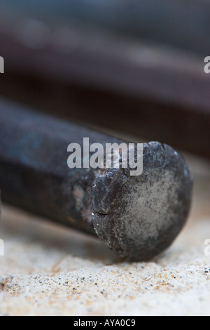 Detail from a used chisel head Stock Photo - Alamy