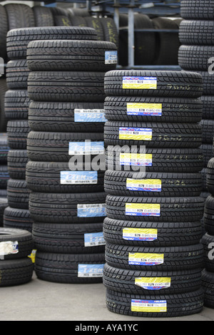 Tires for sale at a tire store - stacks of new tires Stock Photo - Alamy
