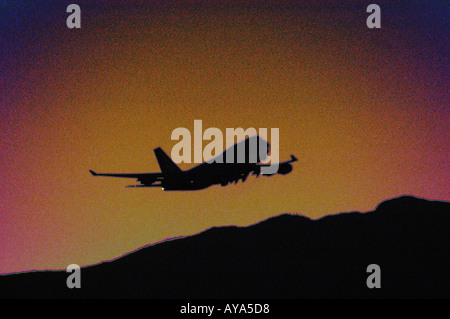 Boeing 747 taking off at sunset Stock Photo - Alamy