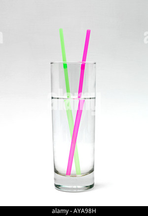 Plastic Straw Refracting in a Glass of Water Stock Photo - Alamy