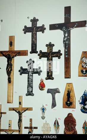 Religious trappings at Our Lady of the Snows Marija Bistrica Stock ...