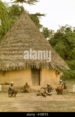 Africa, Liberia. Village of Kpelle ethnic group in rainforest shows ...