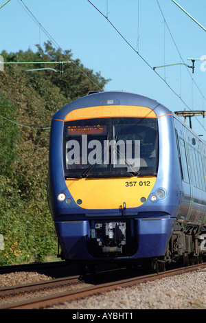 C2C train at speed on the Southend on Sea to London train service ...
