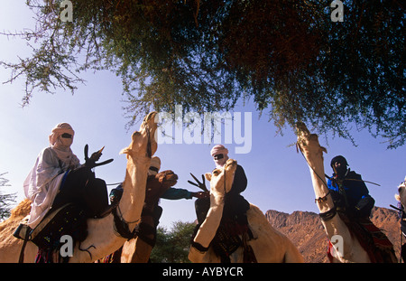 Niger, Timia. A tribal Tuareg and his Camels at the Oasis of Timia ...