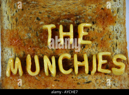 the words the munchies written on toast using alphabetti spaghetti past ...