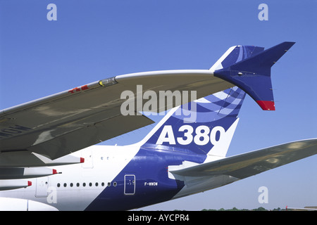 Airbus A380 wingtip winglet and tail Stock Photo - Alamy