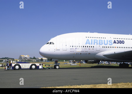 Airbus A380 & Douglas DC12 Aircraft Tug Stock Photo - Alamy