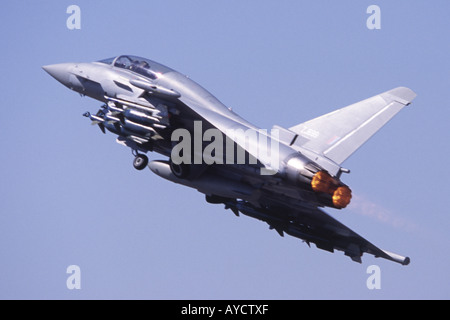 Eurofighter Typhoon plane with full weapons load displays its agility ...