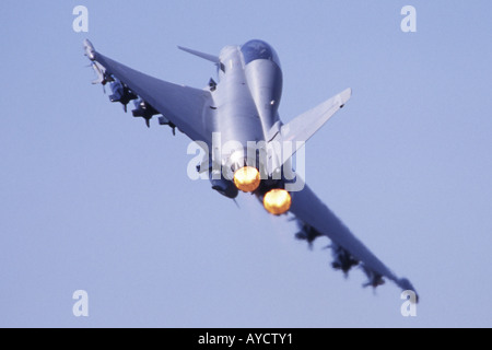 Eurofighter Typhoon plane with full weapons load displays its agility ...