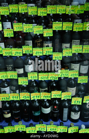Bottles of Port on display, Porto, Portugal Stock Photo - Alamy