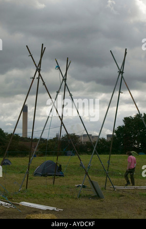 The Climate Camp protest camp at Drax Power station, Selby, Yorkshire ...
