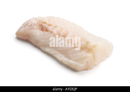 Raw cod loin fillet fish on marble board. Black background. Top view ...