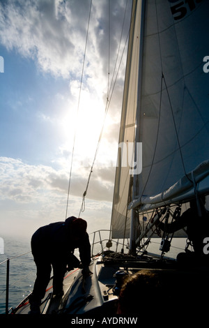 Sailing into the sun Stock Photo - Alamy
