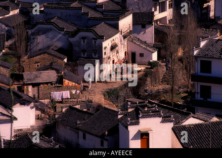 Ancient town of Huizhou styled residential houses in the mountaineous ...