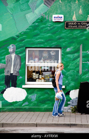 Mural on store wall Dingle Town Dingle Peninsula County Kerry Ireland ...