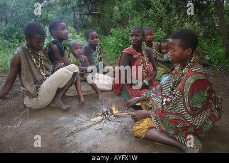 Hadza, or Hadzabe, an ethnic group in north-central Tanzania, living ...