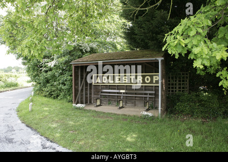 The railway station sign for the Cotswold village of Adlestrop - It ...