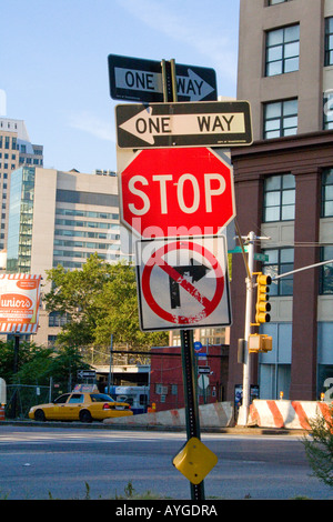 American Stop sign and right turn only Stock Photo - Alamy