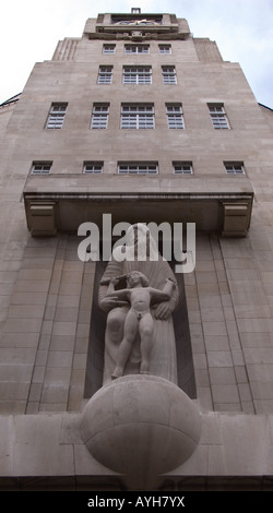 Statue of Prospero and Aerial by Eric Gill. BBC Broadcasting House ...