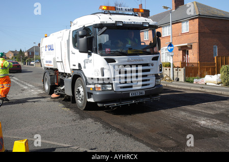 Road sweeper lorry Stock Photo - Alamy