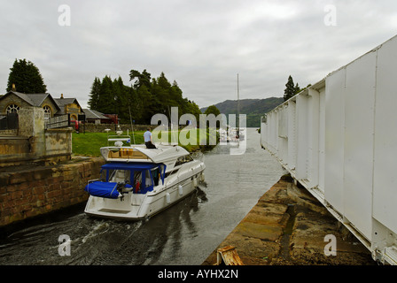 the swing bridge in operation at the Caledonian Canal in Fort Augustus ...